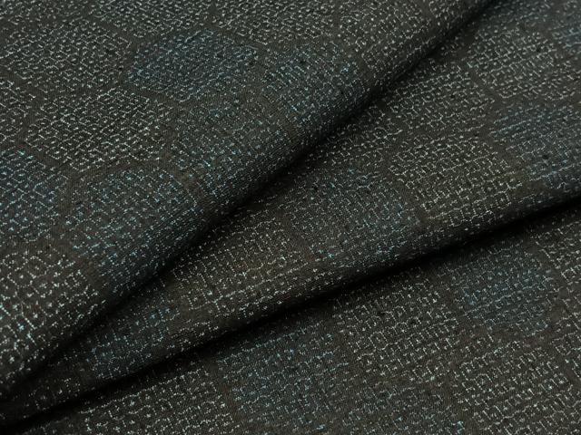 平和屋着物▽本場結城紬　重要無形文化財　単衣　100亀甲　亀甲柄　正絹　逸品　AABA9579jh