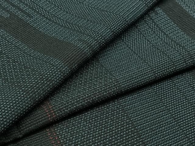 平和屋着物▽本塩沢　単衣　180亀甲　縞　正絹　逸品　AABA9581jh