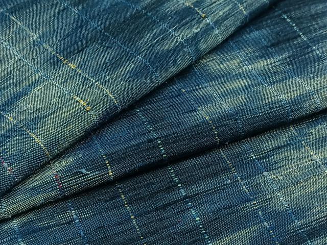 平和屋着物▽上質な紬　単衣　霞文　正絹　逸品　AABA9596jh