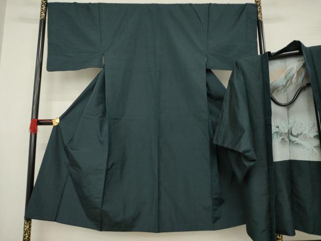 平和屋着物●男性　紬　アンサンブル　色無地　褐返色　正絹　逸品　AABA9779ck