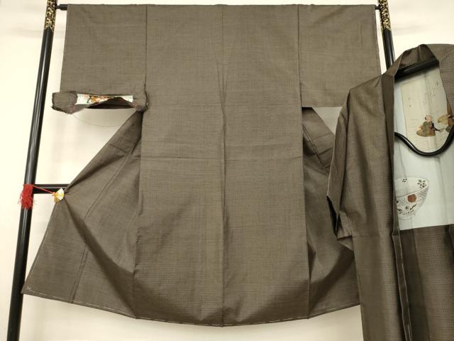 平和屋着物●男性　本場大島紬　アンサンブル　格子　池田屋謹製　証紙付き　正絹　逸品　AABA9782ck
