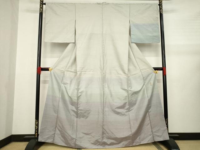 平和屋着物●京の名門　じゅらく謹製　紬　訪問着　漢方草木染　霞文　正絹　逸品　AABA9794ck