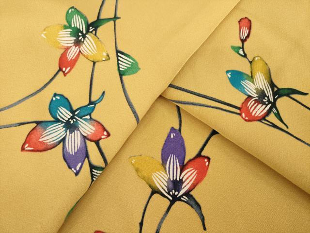 平和屋着物●上質な小紋　型染め　花蔦草文　正絹　逸品　未使用　AABA9798ck