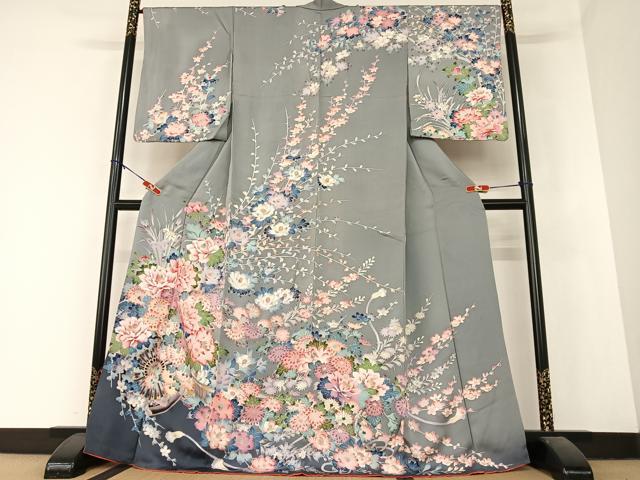 平和屋着物●訪問着　友禅　花車文　暈し染め　金彩　正絹　逸品　AABB0051zg