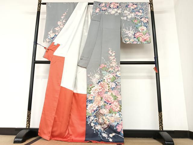 平和屋着物○訪問着 友禅 花車文 暈し染め 金彩 正絹 逸品 AABB0051zg