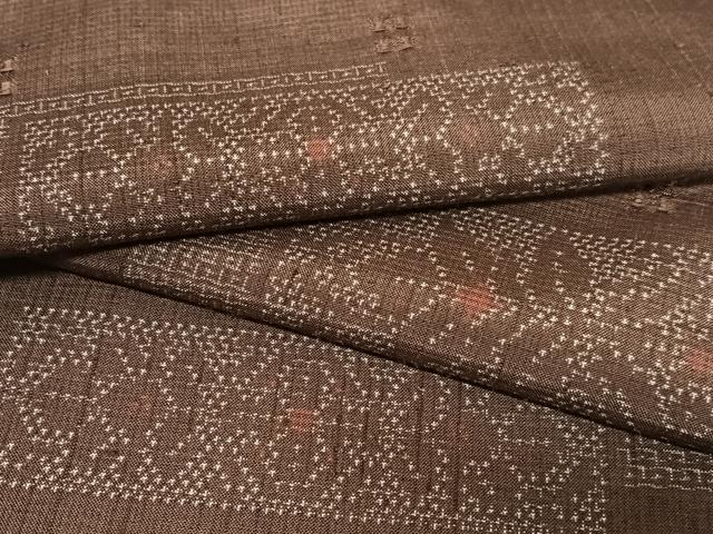 平和屋着物●上質な紬　花織　横段花文　正絹　逸品　未使用　AABB0064zg