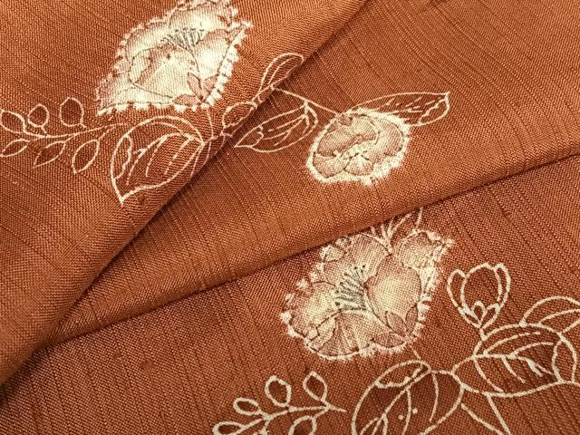 平和屋着物●上質な小紋　紬地　絞り　枝花文　正絹　逸品　AABB0070zg