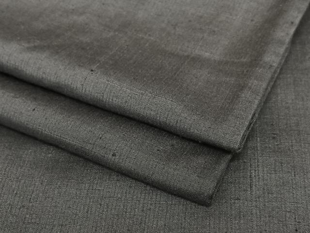 平和屋着物●結城紬　色無地　濃鼠色　正絹　逸品　AABB0083zg