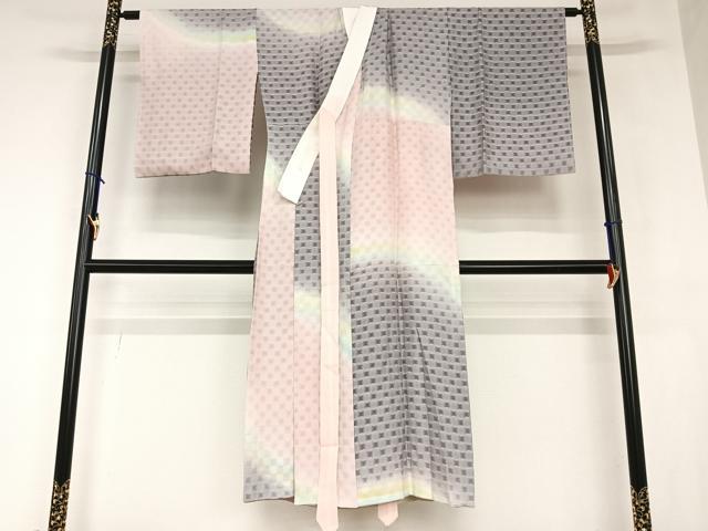 平和屋着物●長襦袢　無双仕立て　市松文　暈し染め　正絹　逸品　AABB0085zg