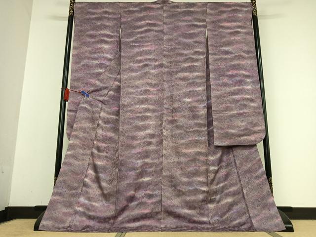平和屋着物●名門　藤娘きぬたや・杢目絞り　振袖　菊地紋　暈し染め　正絹　逸品　AABB0124zg