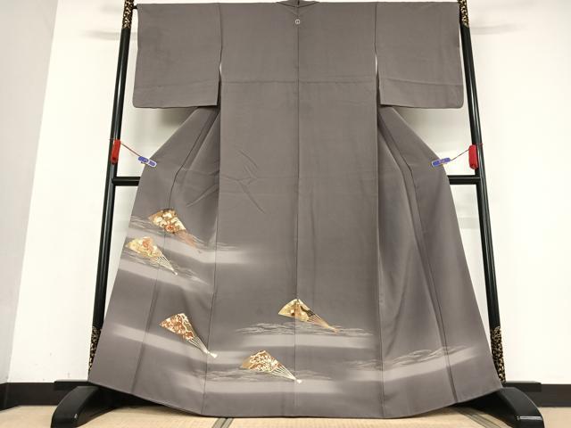 平和屋着物●豪華色留袖　駒刺繍　扇面花文　暈し染め　金彩　正絹　逸品　AABB0127zg