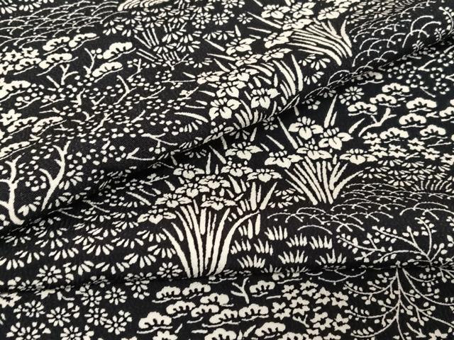 平和屋着物●上質な小紋　松竹梅花文　黒地　正絹　逸品　AABB0150zg