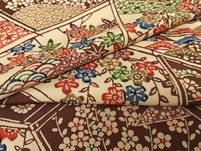 平和屋着物●上質な小紋　型染め　笹梅花文　正絹　逸品　AABB0151zg