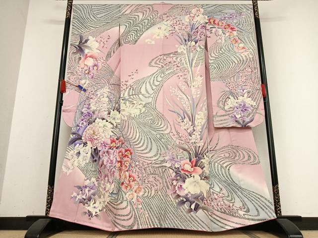 平和屋着物●豪華振袖　草花文　暈し染め　正絹　逸品　AABB0157zg