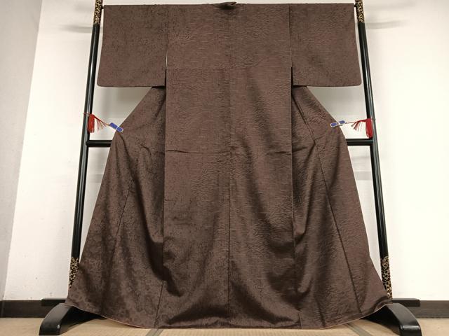 平和屋着物●訪問着　紬地　草花文　正絹　逸品　AABB0167zg