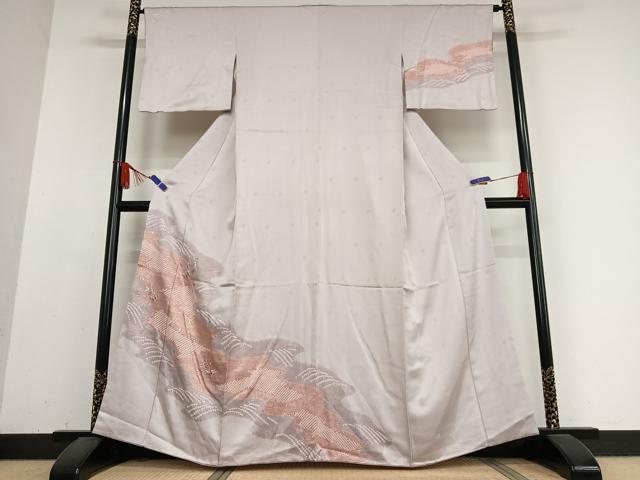 平和屋着物●創業460年・千總　訪問着　絞り　刺繍　道長草花文　金彩　小田急百貨店扱い　正絹　逸品　AABB0169zg