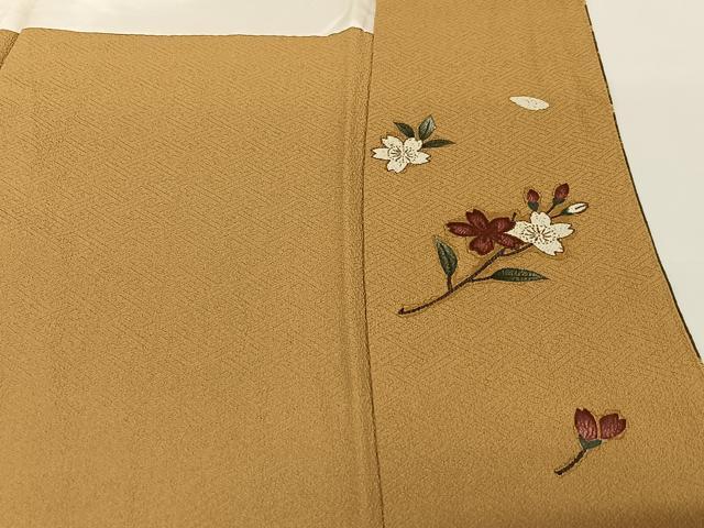 平和屋着物○訪問着 双鳥花蝶文 本苔染 正絹 逸品