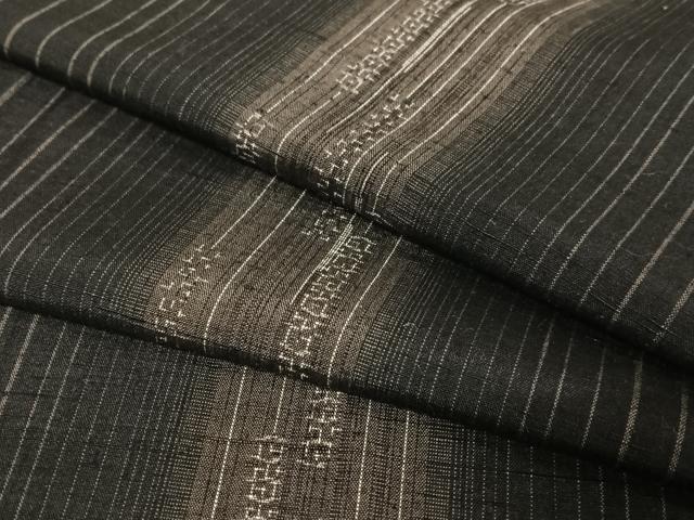 平和屋着物●結城紬　飛び亀甲柄　縞　ほていや扱い　正絹　逸品　AABB0180zg