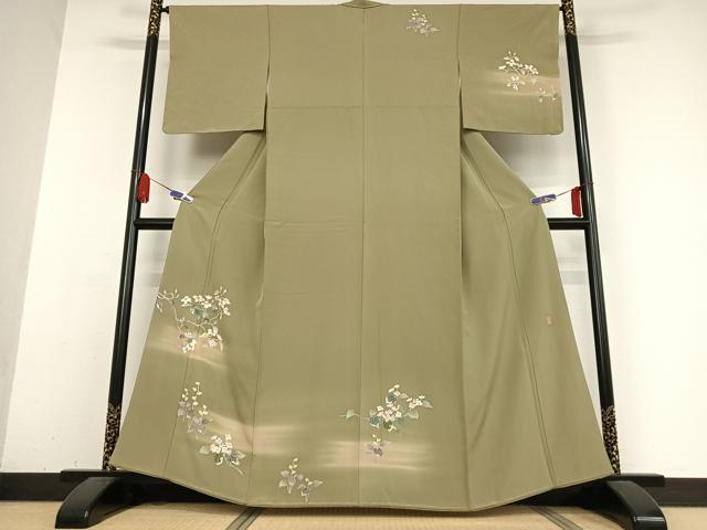 平和屋着物●訪問着　友禅　作家物　枝花文　暈し染め　正絹　逸品　未使用　AABB0203zg