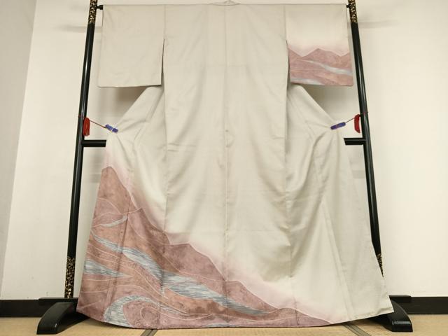 平和屋着物●訪問着　お召地　道長文　正絹　逸品　AABB0229zg