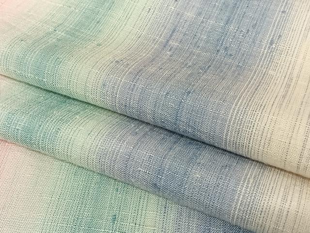 平和屋着物●紅花紬　米沢　縞　正絹　逸品　AABB0259zg