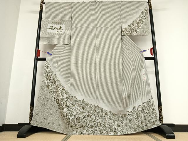 平和屋着物●お召　訪問着　伝統工芸名　東行庵　桃山　正絹　逸品　AABB0265zg