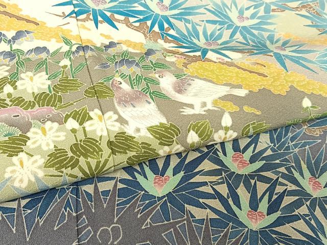 平和屋着物○本加賀友禅作家 斎藤正史 色留袖 花鳥文 浜ちりめん