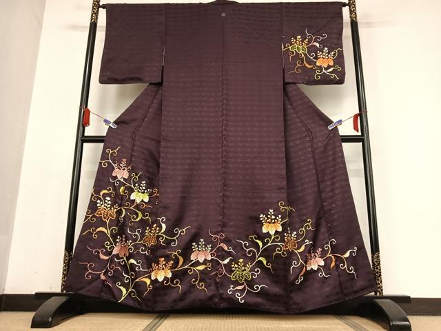 平和屋着物●訪問着　刺繍　桐　金糸　正絹　逸品　AABB0271zg