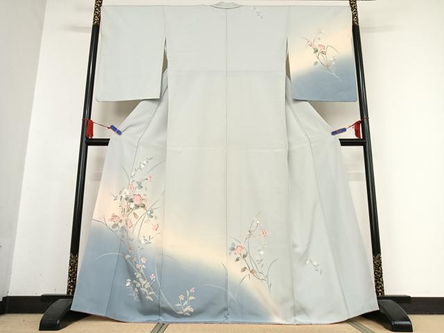 平和屋着物●訪問着　友禅　枝花文　暈し染め　正絹　逸品　AABB0283zg