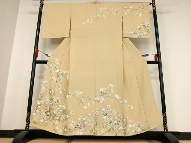 平和屋着物●訪問着　枝花文　金彩　正絹　逸品　AABB0290zg