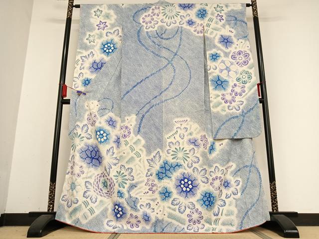 平和屋着物●名門　藤娘きぬたや・総絞り　振袖　草花文　正絹　逸品　AABB0303zg