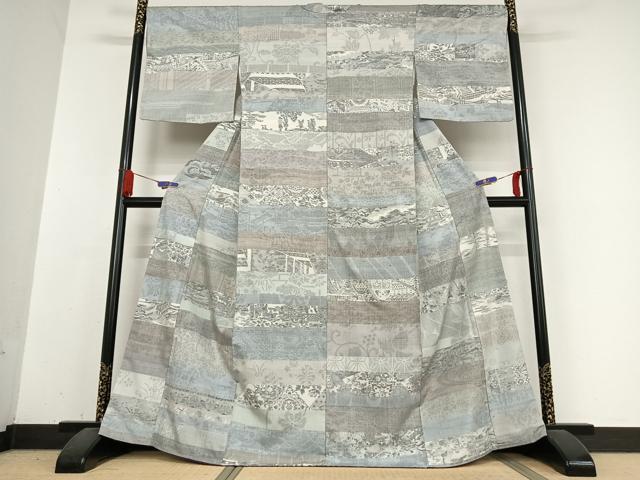 平和屋着物●本真綿結城紬　100亀甲　百柄　正絹　逸品　AABB0310zg