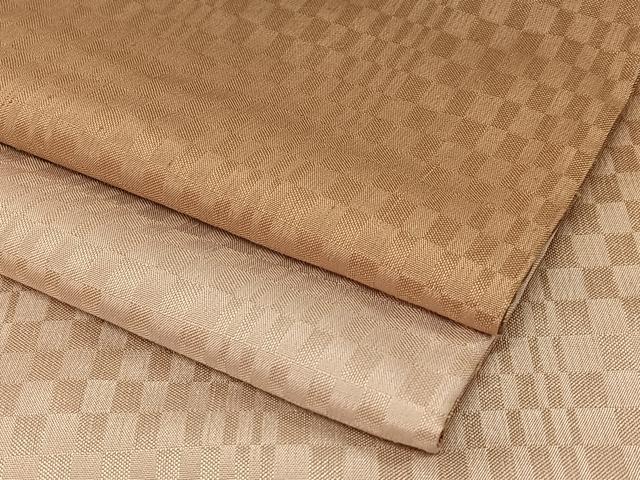平和屋着物●上質な紬　市松綾織　暈し染め　正絹　逸品　AABB0339zg
