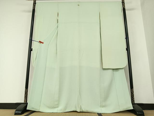 平和屋着物●豪華振袖　色無地　山葵色　鬼しぼ縮緬　正絹　逸品　AABB0358zg