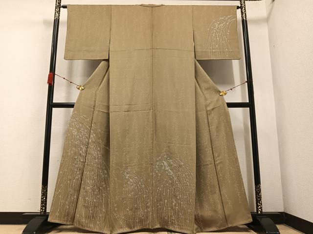 平和屋着物●訪問着　刺繍　枝垂れ花文　金彩　三越扱い　正絹　逸品　AABB0364ph