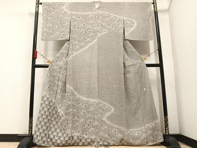 平和屋着物●二代目 川村久太郎　訪問着　お召地　兎　草花文　正絹　逸品　未使用　AABB0380ph