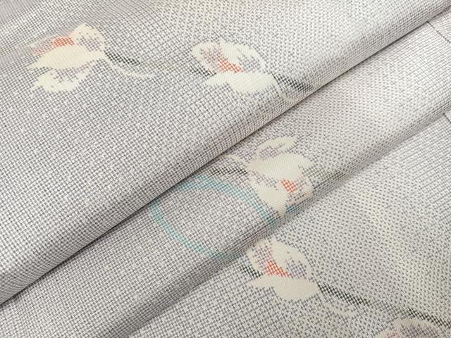 平和屋着物●本場大島紬　白大島　舞花文　正絹　逸品　未使用　AABB0390ph