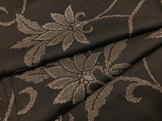 平和屋着物●本場大島紬　一元7マルキ　更紗唐草文　正絹　逸品　AABB0404ph