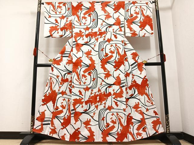 平和屋着物●上質な小紋　日本列島　正絹　逸品　AABB0436ph