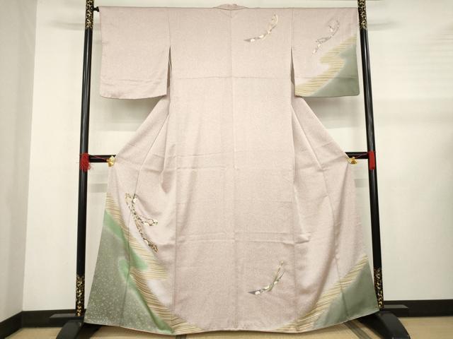 平和屋着物●訪問着　流水束ね熨斗花文　暈し染め　金彩　正絹　逸品　AABB0460ck