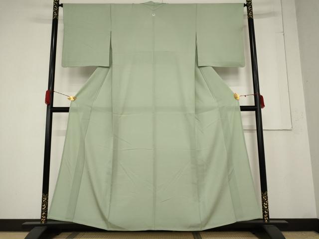 平和屋着物＊夏物　色無地　絽　山葵色　正絹　逸品　AABB0487st