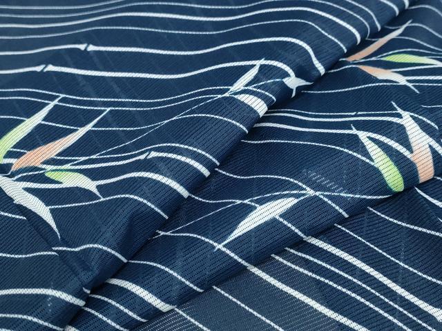 平和屋着物＊夏物　小紋　絽　笹の葉文様　洗える着物　AABB0491st