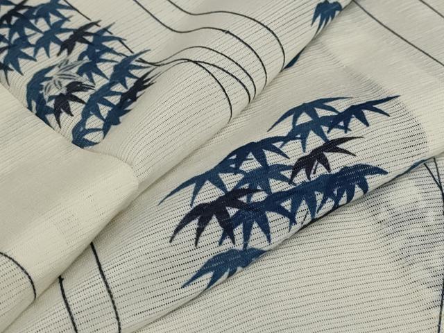 平和屋着物＊夏物　小紋　絽　笹の葉文様　洗える着物　AABB0496st