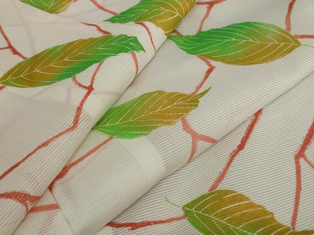 平和屋着物＊夏物　小紋　絽　舞葉文　洗える着物　AABB0521st