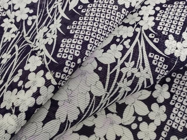 平和屋着物＊夏物　小紋　絽　草花文　洗える着物　未使用　AABB0531st