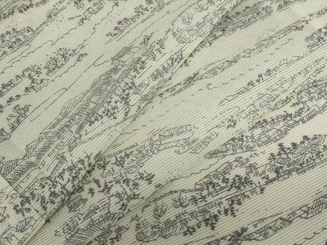 平和屋着物＊夏物　小紋　絽　風景文　洗える着物　AABB0532st