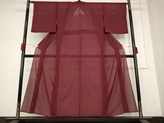 平和屋着物＊夏物　無地絵羽訪問着　絽　楓紋紗　葡萄茶色　正絹　逸品　AABB0554st