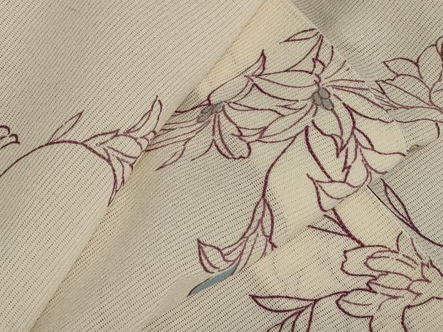 平和屋着物＊夏物　小紋　絽　草花文　正絹　逸品　AABB0578st