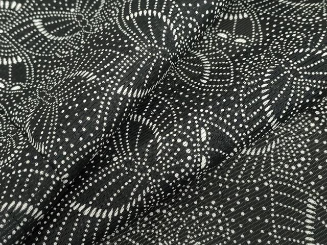 平和屋着物＊夏物　小紋　絽　蝶づくし　黒地　洗える着物　AABB0585st