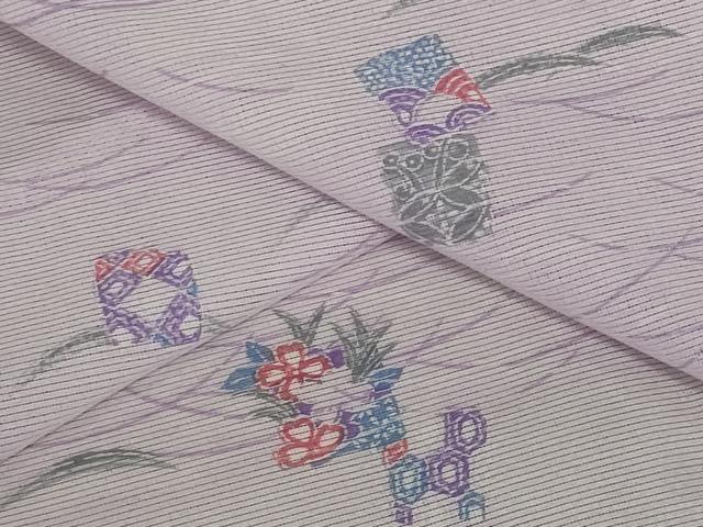 平和屋着物＊夏物　小紋　絽　芝花文　洗える着物　AABB0594st